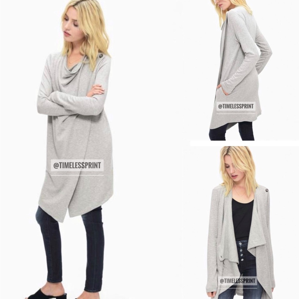 Splendid Grey High-Low Crossover Cardigan - Gem